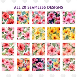 Watercolor Hibiscus Digital Paper: Seamless Floral Pattern (digital ...