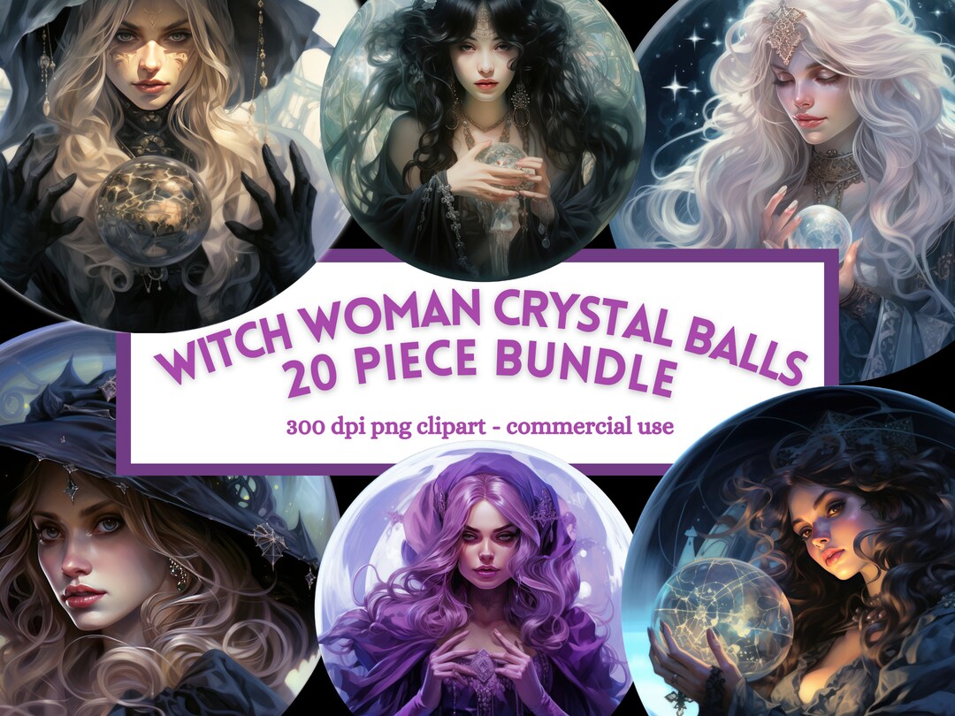 Witch Crystal Ball PNG Clipart Bundle: Mystical Junk Journal Art ...