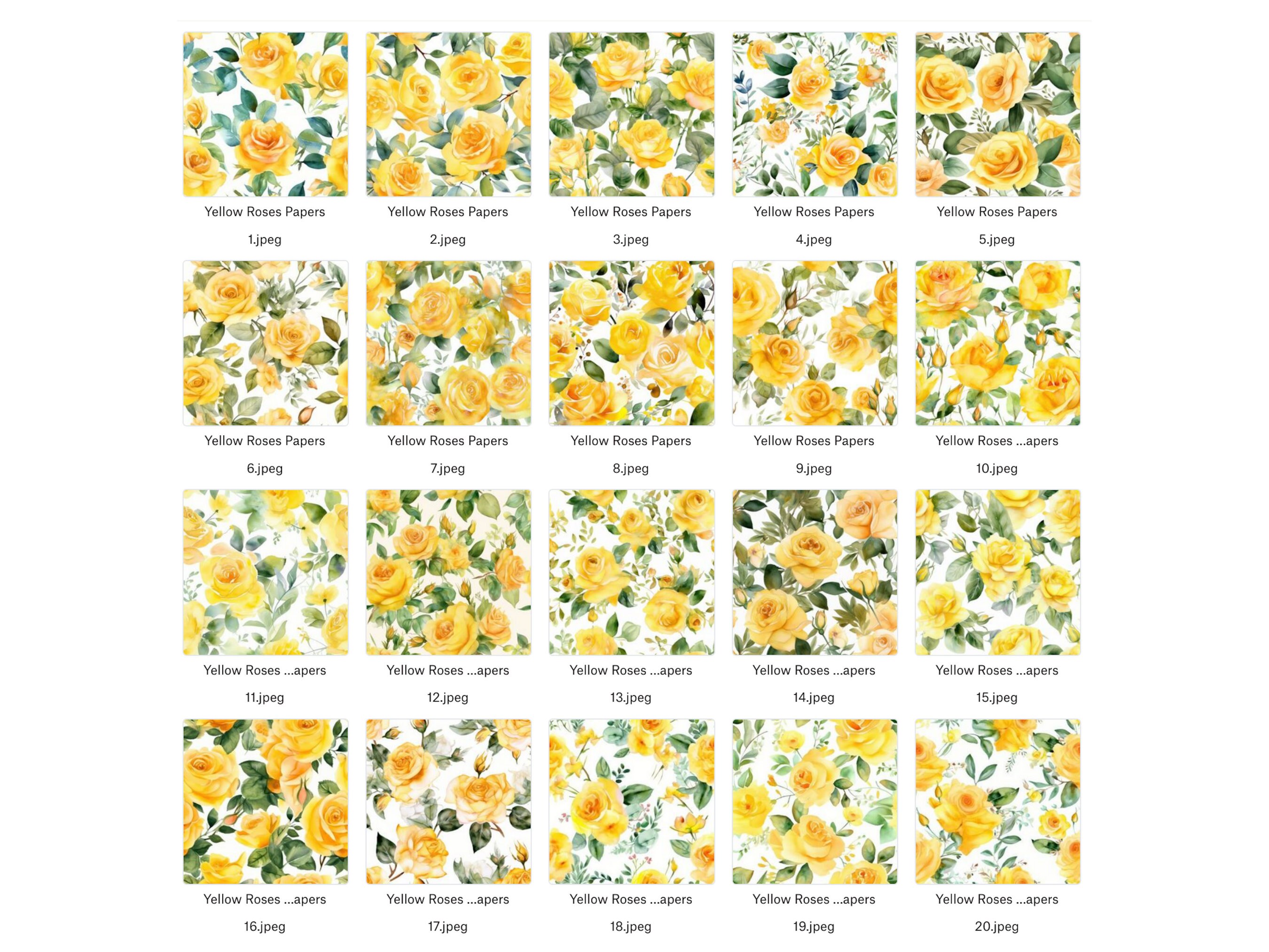 Watercolor Yellow Roses Digital Paper: Seamless Scrapbook Pattern ...