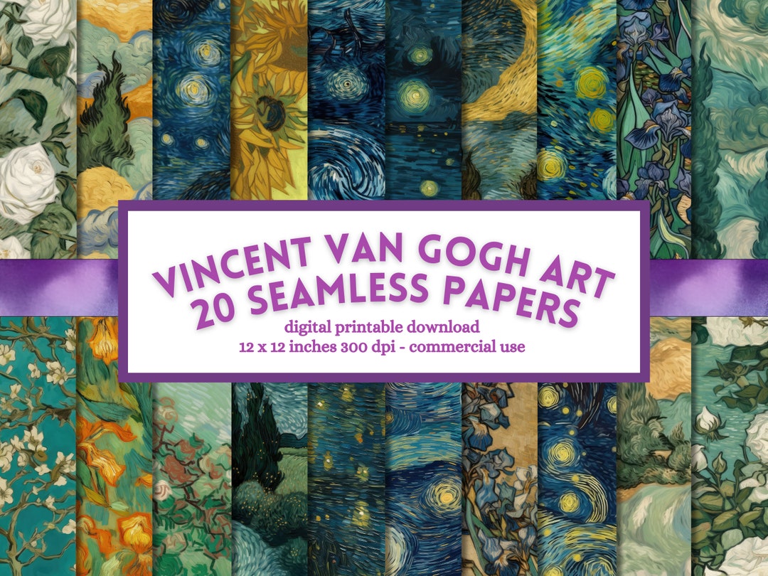 Van Gogh Art Digital Paper: Starry Night Seamless Design (digital ...