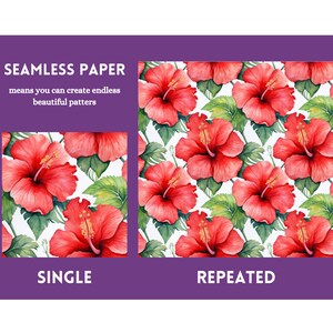 Watercolor Hibiscus Digital Paper: Seamless Floral Pattern (digital ...
