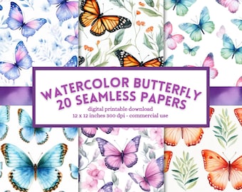 Stamped Butterfly, Digital Paper, Seamless Pattern, Instant Download ...