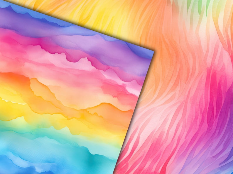 Rainbow Watercolor Digital Paper: Seamless Scrapbook Pages (digital ...