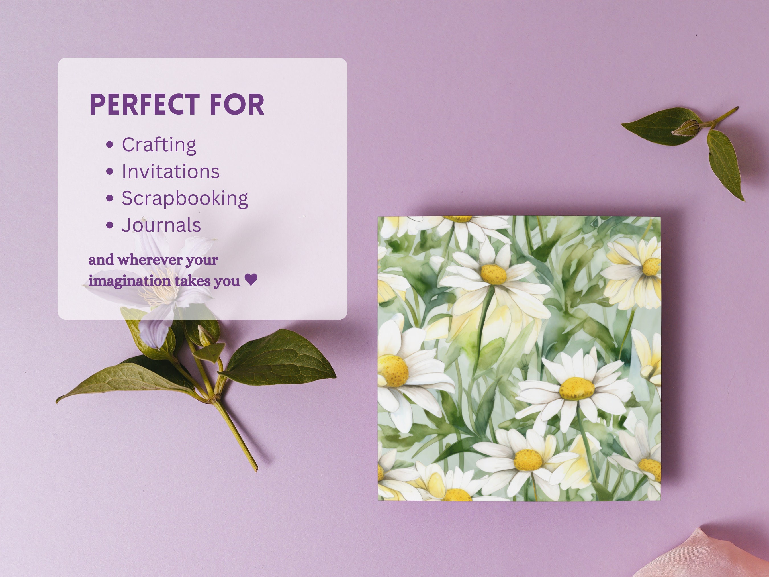 Watercolor Daisies Digital Paper, Seamless Daisy Flower Pattern ...