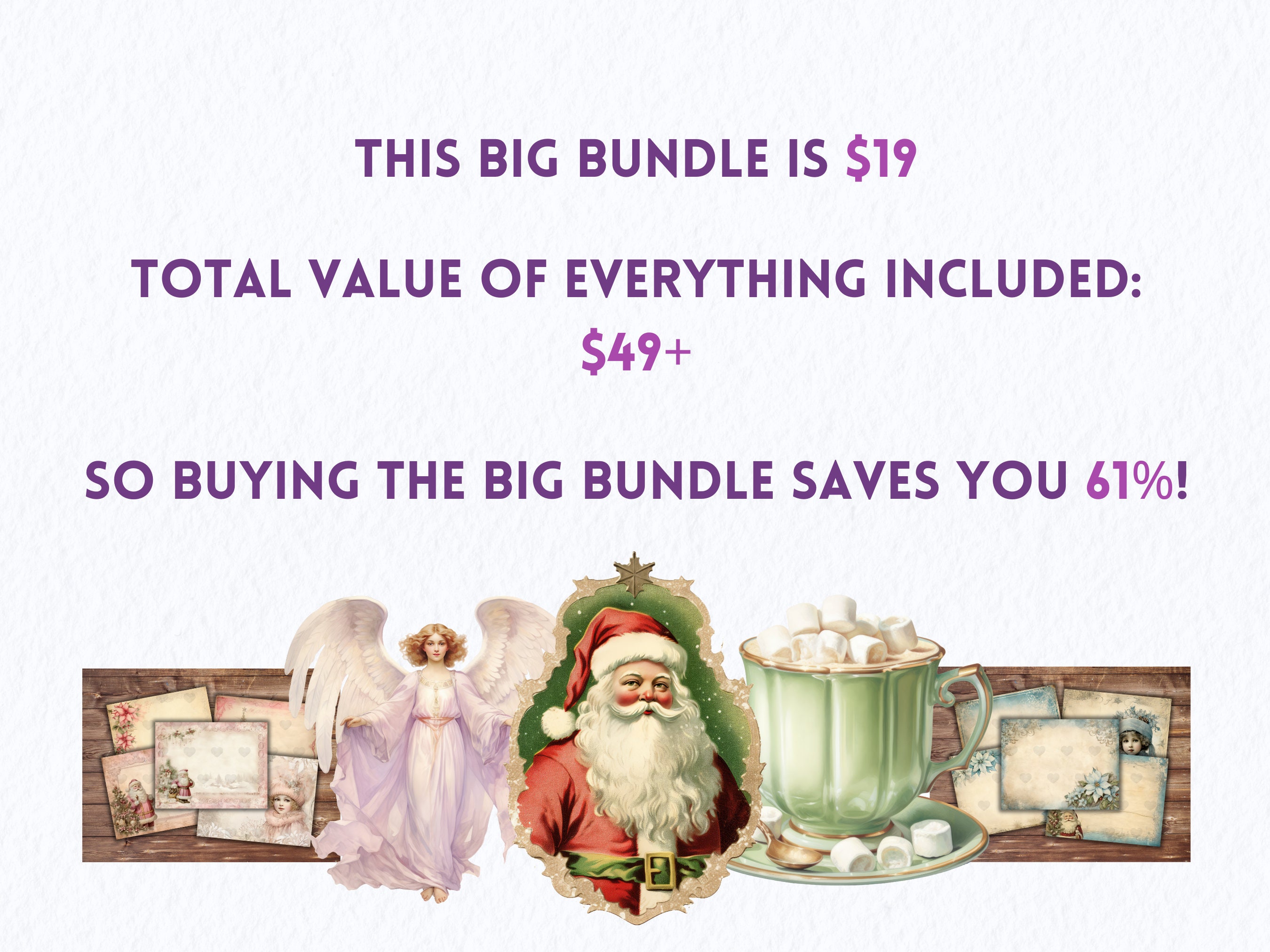 CHRISTMAS Big Bundle Pack of PNG Clipart and Digital Paper, Scrapbook ...