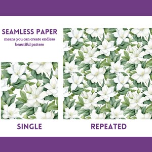 Watercolor Gardenias Wedding Flower Digital Paper, Seamless Pattern ...