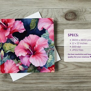Watercolor Hibiscus Digital Paper: Seamless Floral Pattern (digital ...
