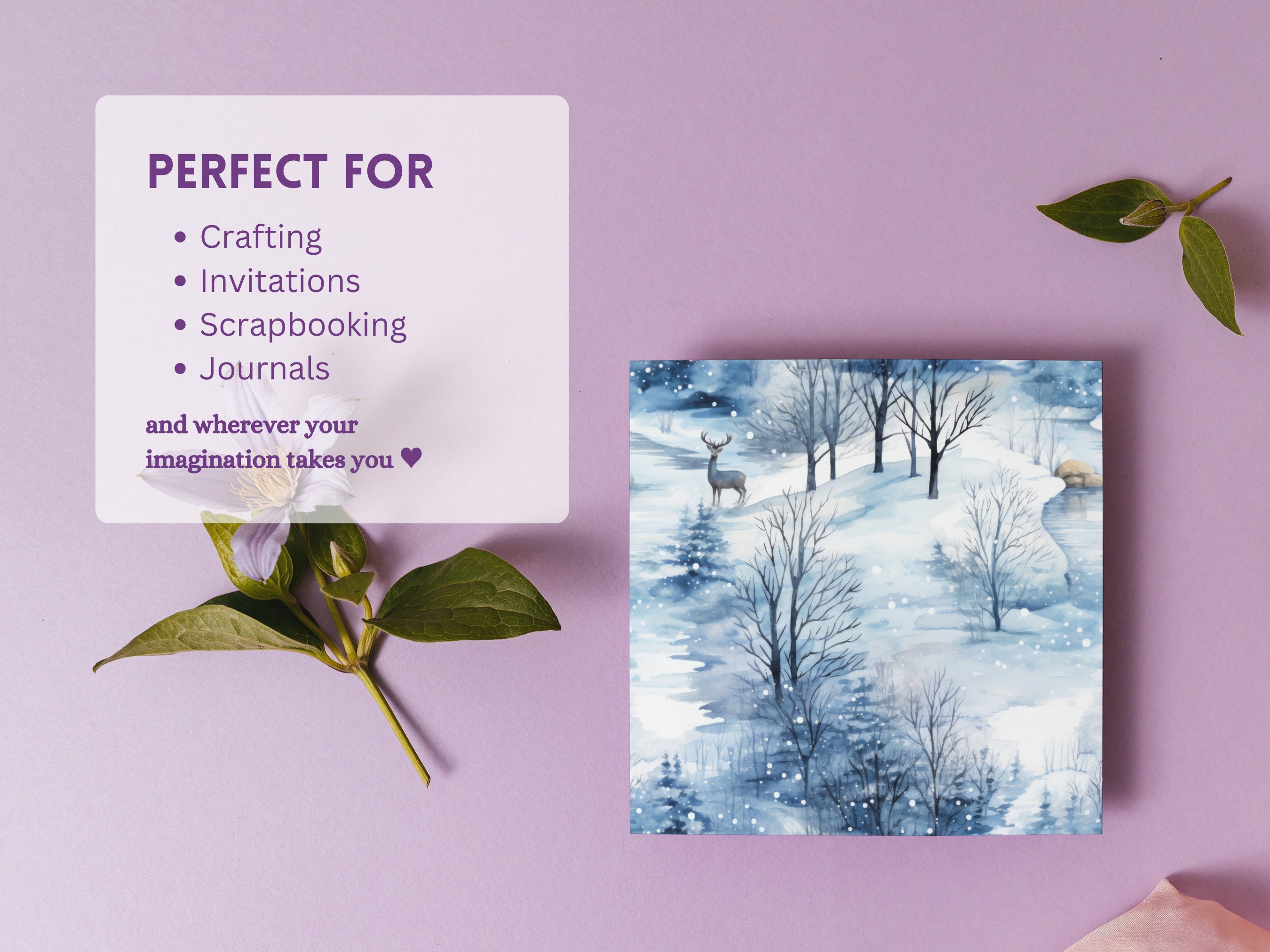 Let It Snow Digital Paper, Watercolor Painting, Seamless Design ...