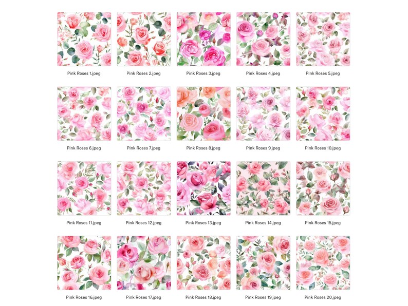Pink Roses Digital Paper, Seamless Flower Pattern, Printable Junk ...