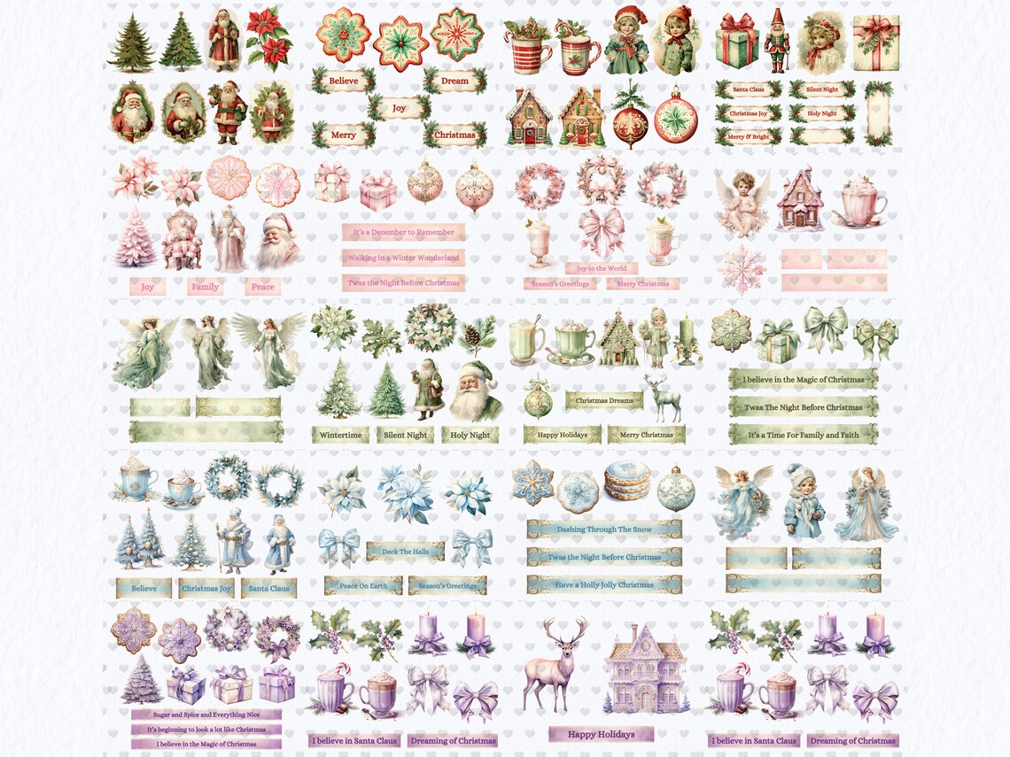 CHRISTMAS Big Bundle Pack of PNG Clipart and Digital Paper, Scrapbook ...