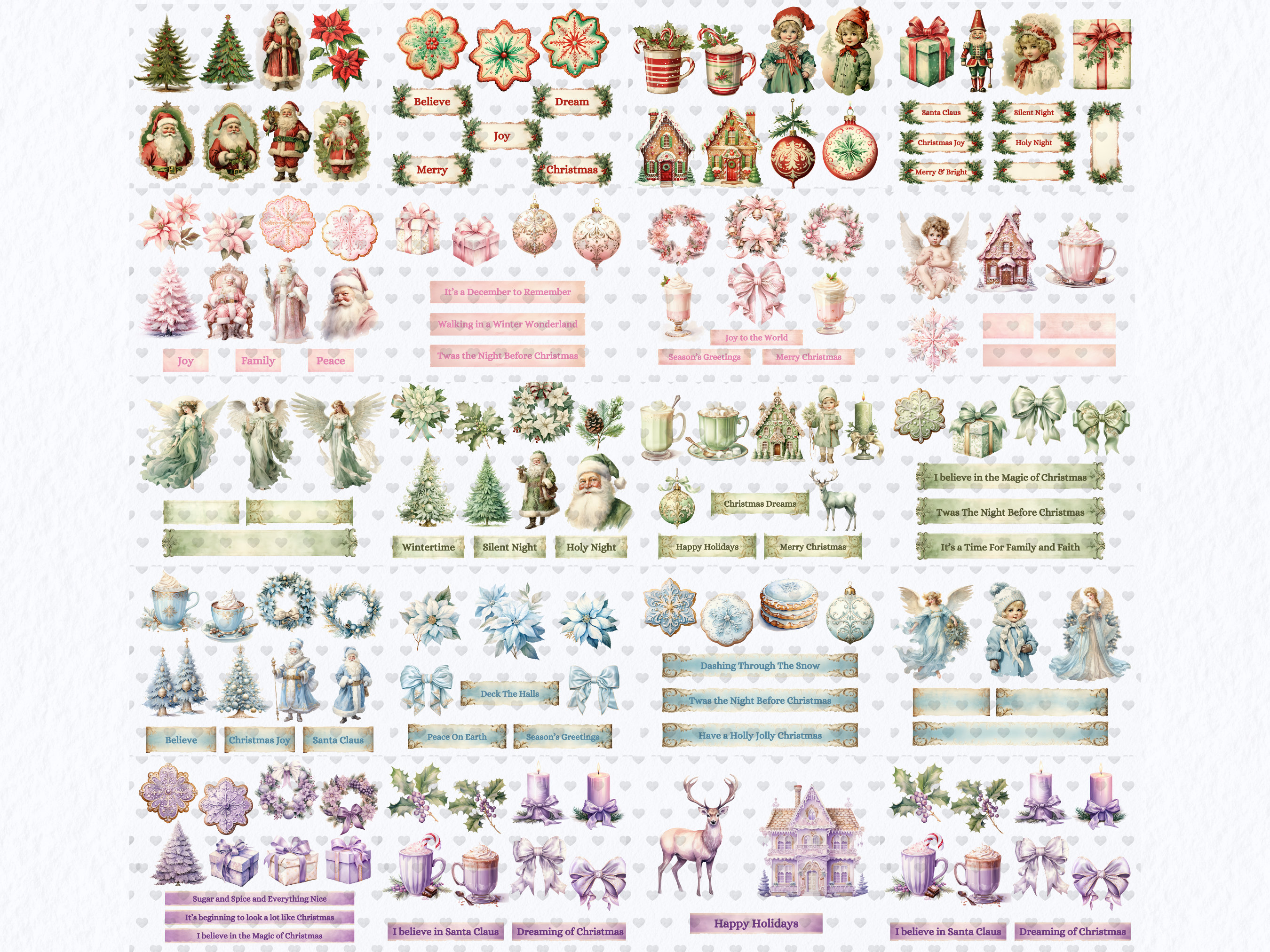 CHRISTMAS Big Bundle Pack of PNG Clipart and Digital Paper, Scrapbook ...