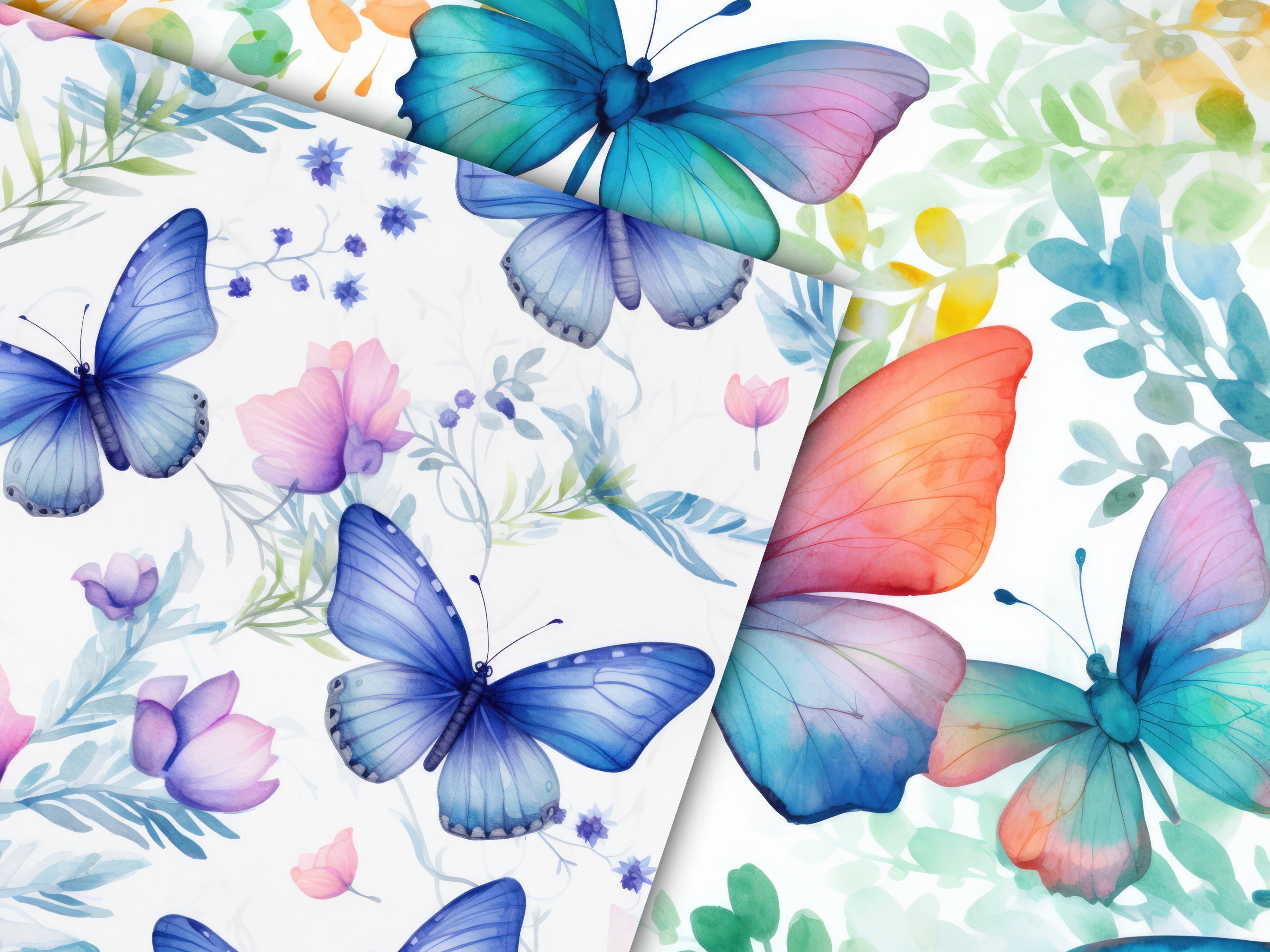 Watercolor Butterfly Digital Paper, Seamless Pattern, Scrapbook Paper ...