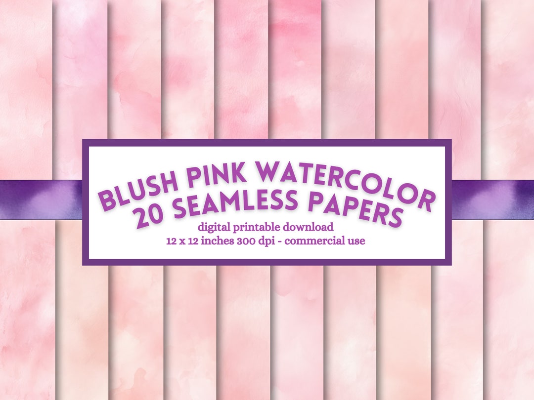 Blush Pink Watercolor Digital Paper, Texture Painting, Seamless Design ...