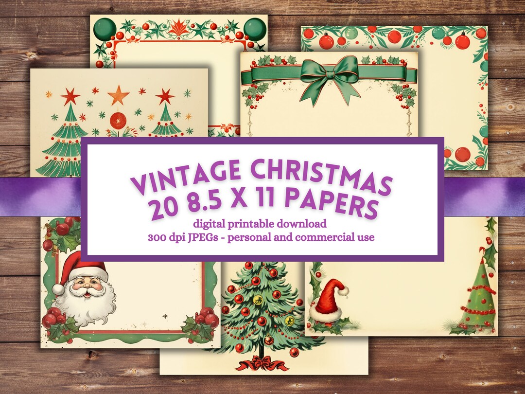Retro Vintage Classic Christmas Digital Paper, 1950s Xmas, Printable ...