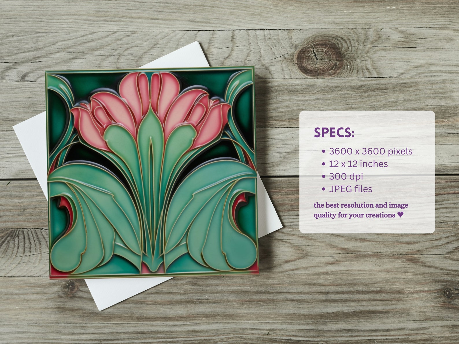 Art Nouveau Tiles Digital Paper, Art Deco Decor Print Pattern ...