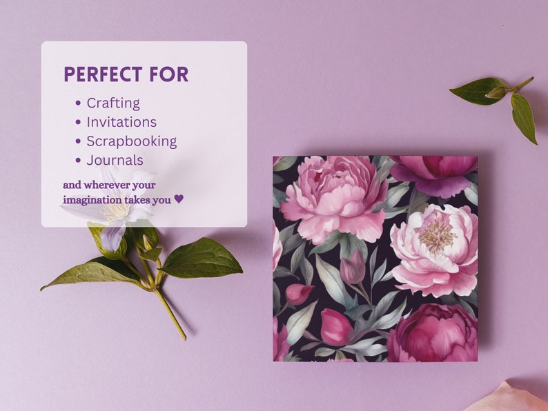 Peonies, Digital Peony Paper, Seamless Flower Pattern, Printable Junk ...