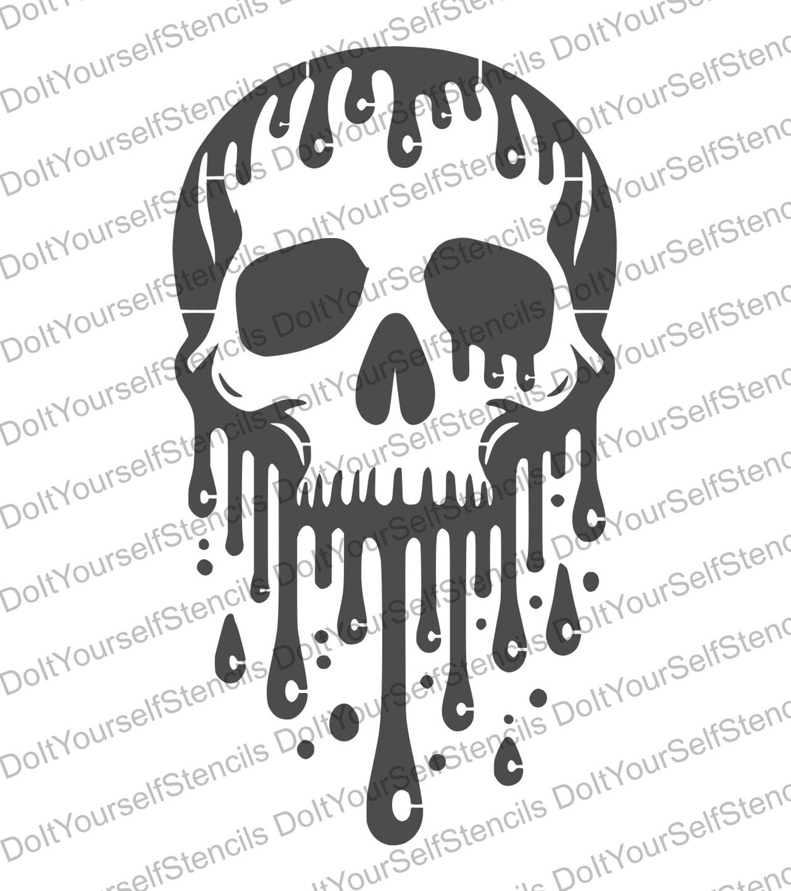 Melting Skull Stencil, Digital Download, SVG, DXF, Stl, Png, Pdf Files ...