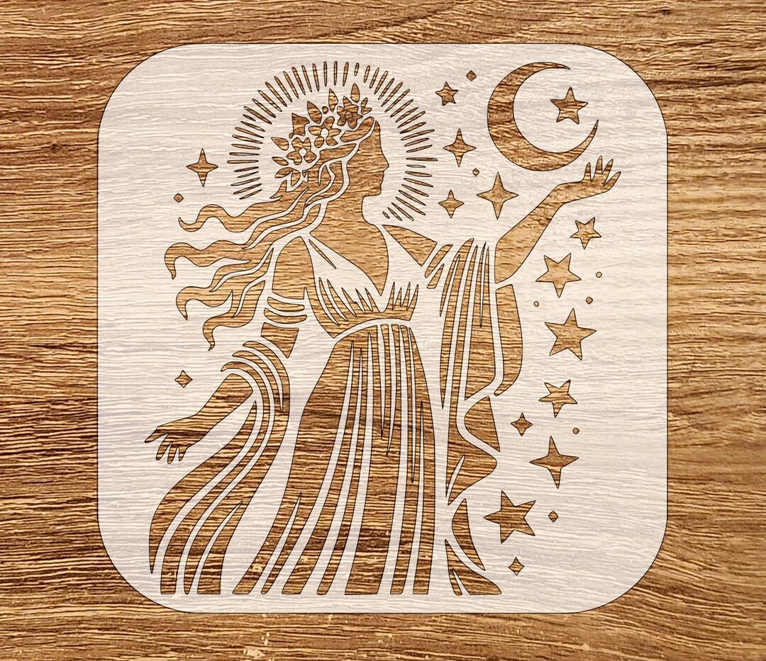 Celestial Goddess Stencil, Reusable DIY Craft Stencil, Digital Download ...