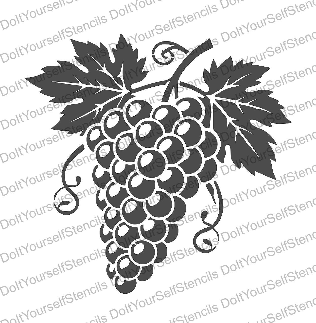 Grapevine Cluster Stencil, Digital Download, SVG, DXF, Stl, Png, Pdf ...
