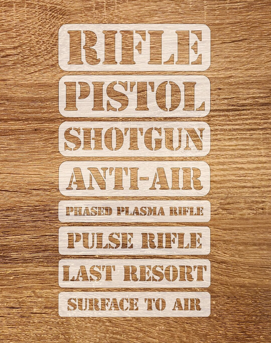 Ammo Can Stencil Pack, 8 Reusable DIY Craft Stencils, Rifle, Shotgun, Phased Plasma Rifle, STL ...