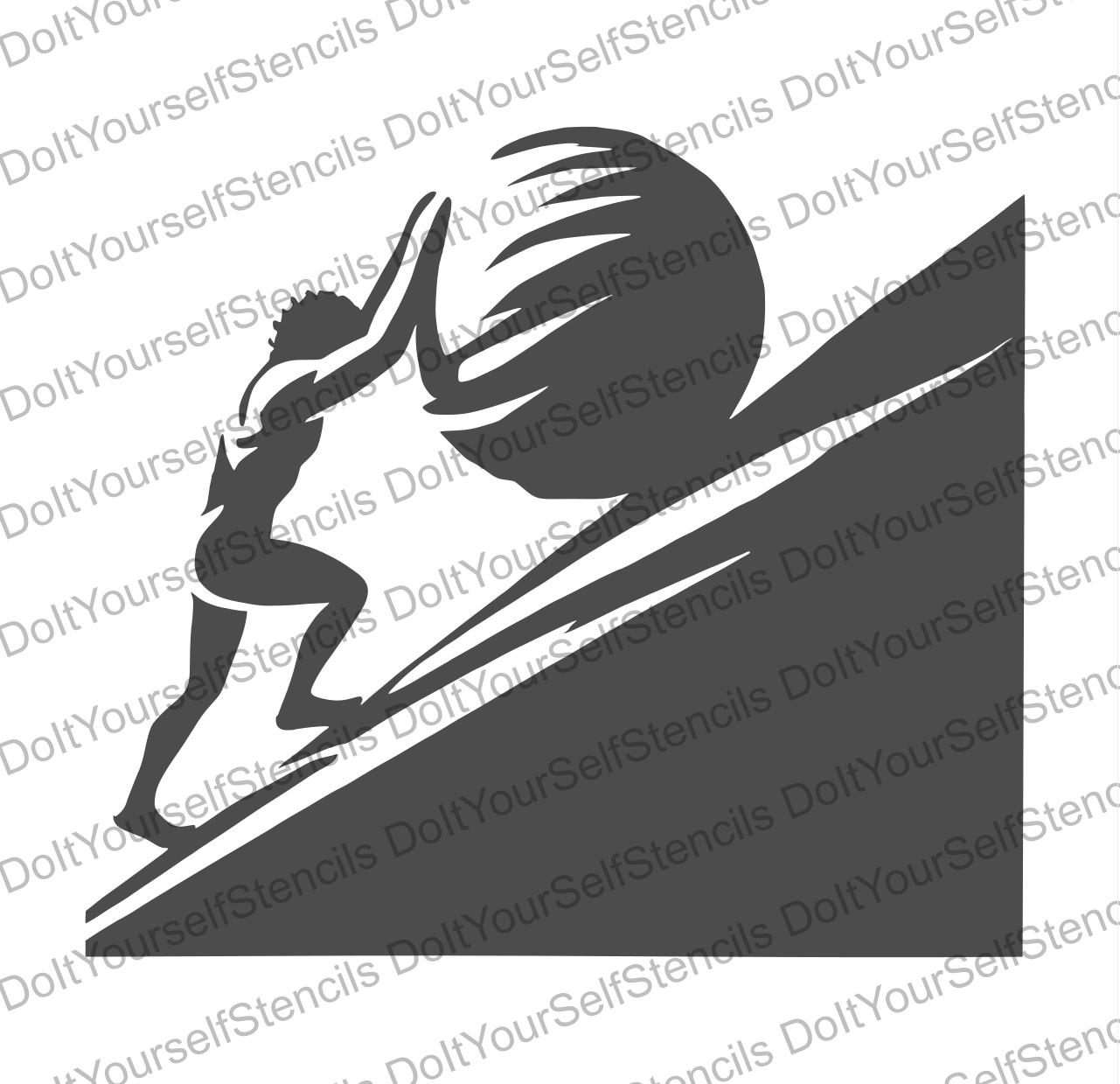 Sisyphus Perseverance Stencil, Greek Mythology Stencil, Reusable DIY ...