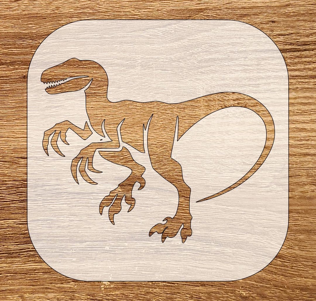 Velociraptor Stencil, Dinosaur Stencil, Reusable DIY Craft Stencil ...