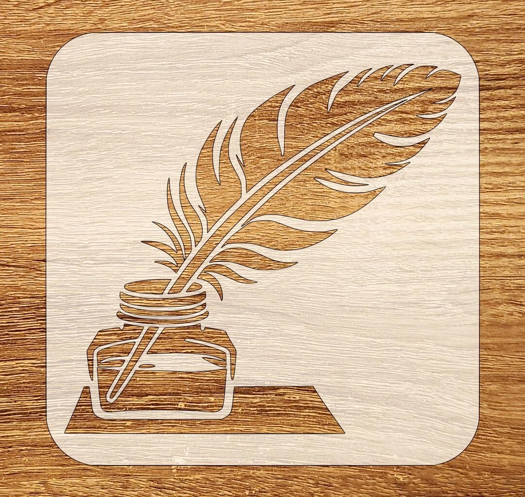 Inkwell and Quill Stencil, Reusable DIY Craft Stencil, Digital Download ...