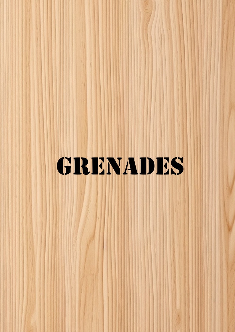 DIY 'grenades' Label Stencil Digital Download for 3D Printing, Laser ...