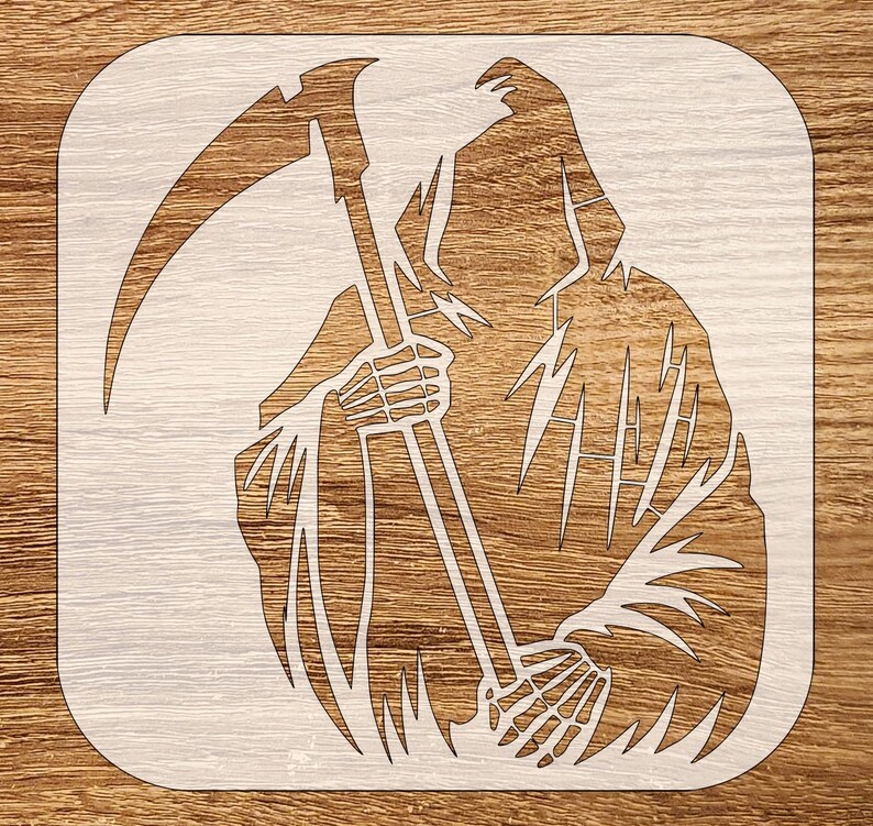 Grim Reaper Stencil, Reusable DIY Craft Stencil, Digital Download, STL ...