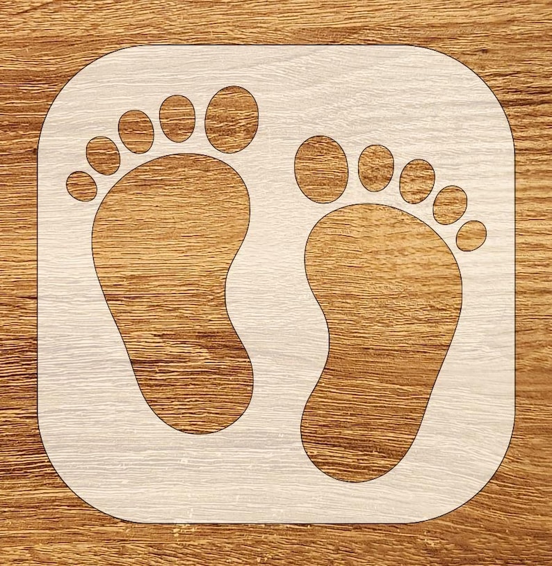 Baby Footprints Stencil, Reusable DIY Craft Stencil, Digital Download ...