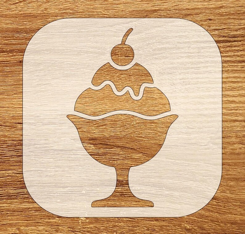 Ice Cream Sundae Stencil, Reusable DIY Craft Stencil, Digital Download ...