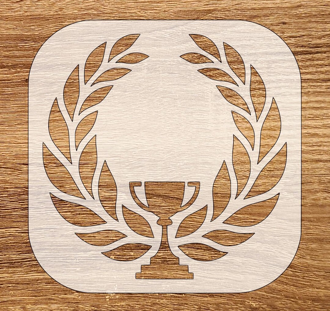 Victory Laurel Trophy Stencil, DIY Sports Stencil, Digital Download ...