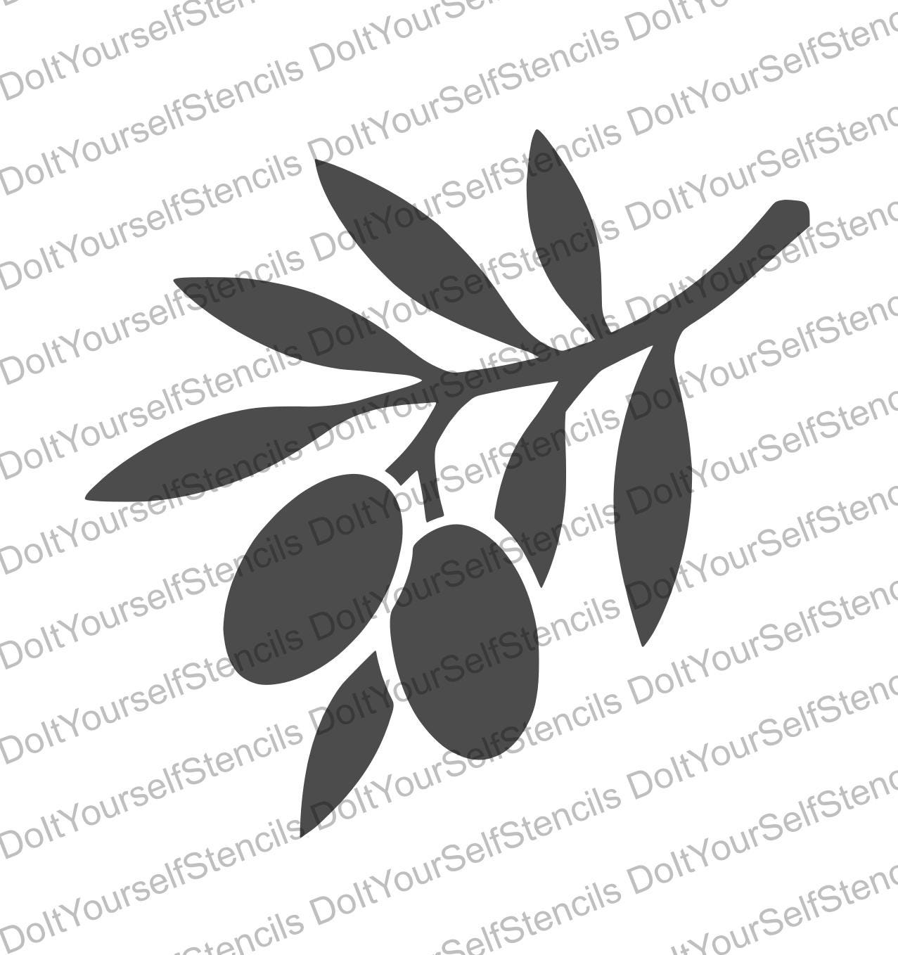 Olive Branch Silhouette Stencil, Farmhouse Kitchen Wall Art, Reusable ...