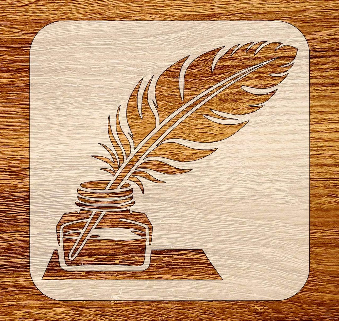 Inkwell and Quill Stencil, Digital Download, SVG, DXF, Stl, Png, Pdf ...