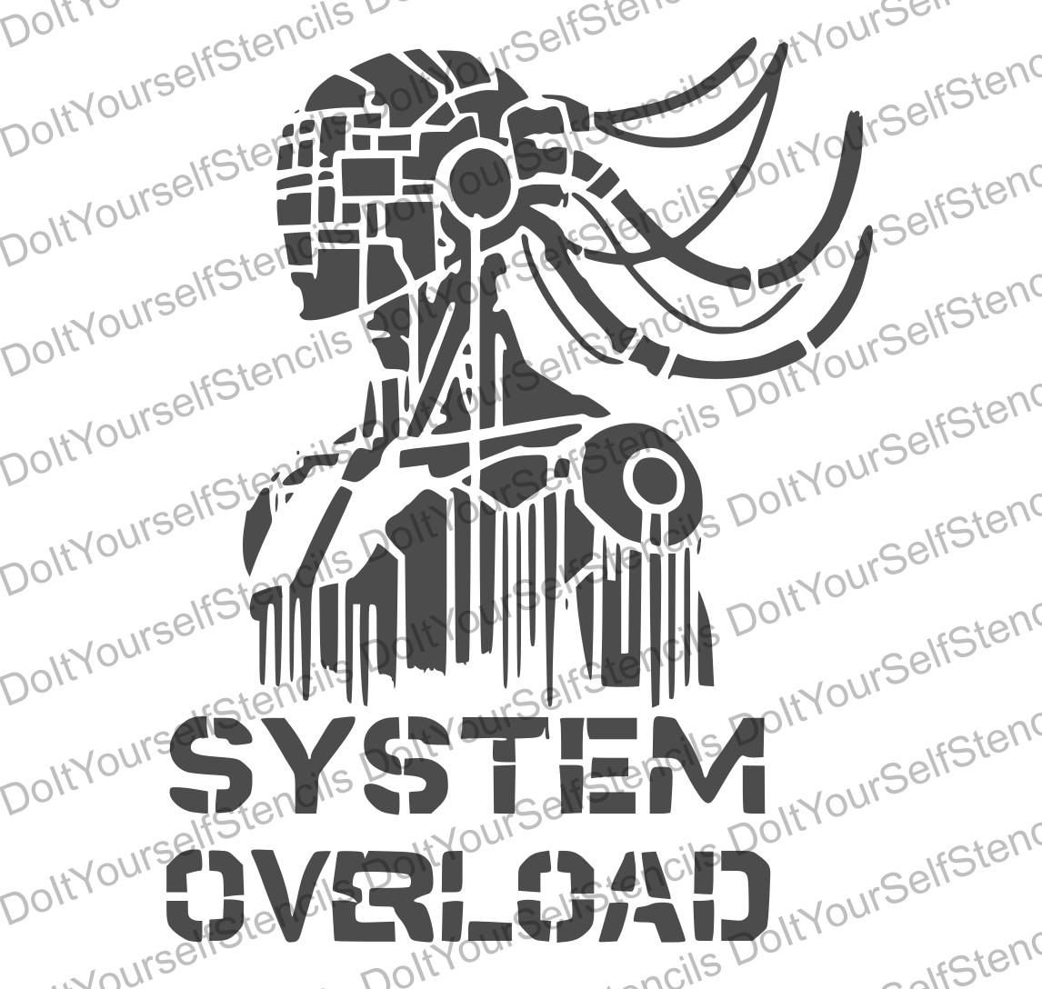 System Overload Stencil, Dystopian DIY Craft Stencil, Digital Download ...