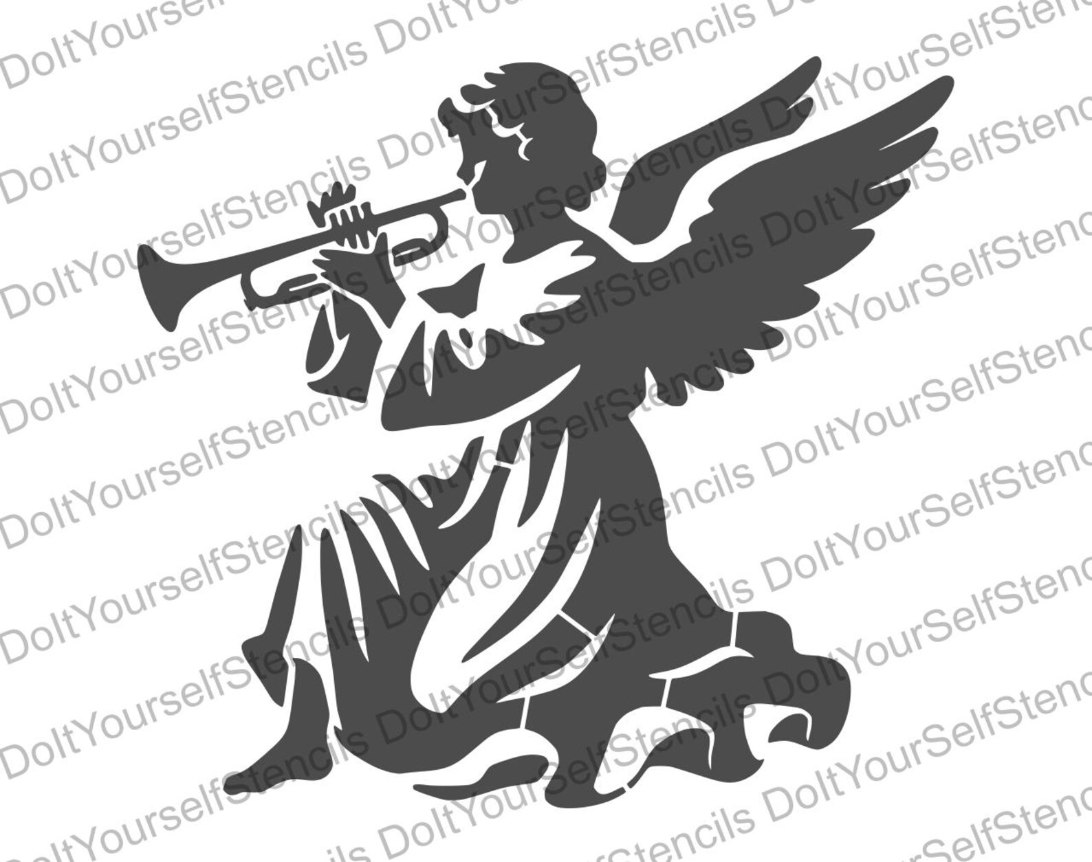 Trumpeting Angel Stencil, Digital Download, SVG, DXF, Stl, Png, Pdf ...