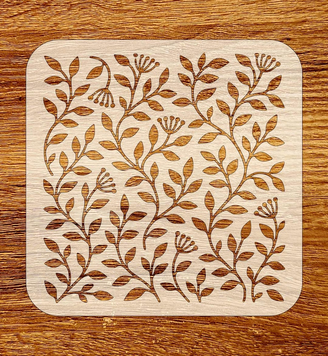 Botanical Vine Repeat Pattern Stencil, Digital Download, SVG, DXF, Stl ...