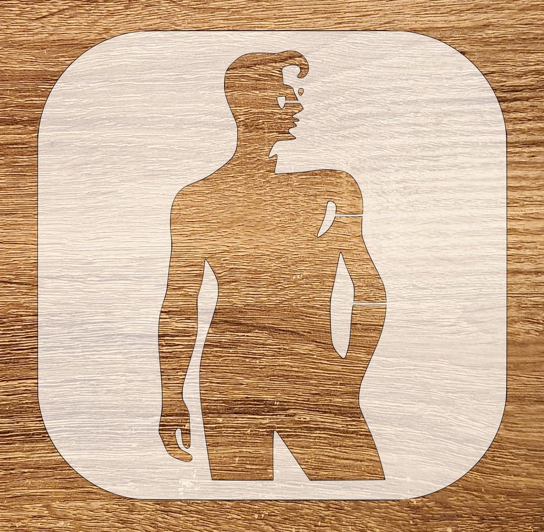 Modern Male Silhouette Stencil, Reusable DIY Craft Stencil, Digital ...