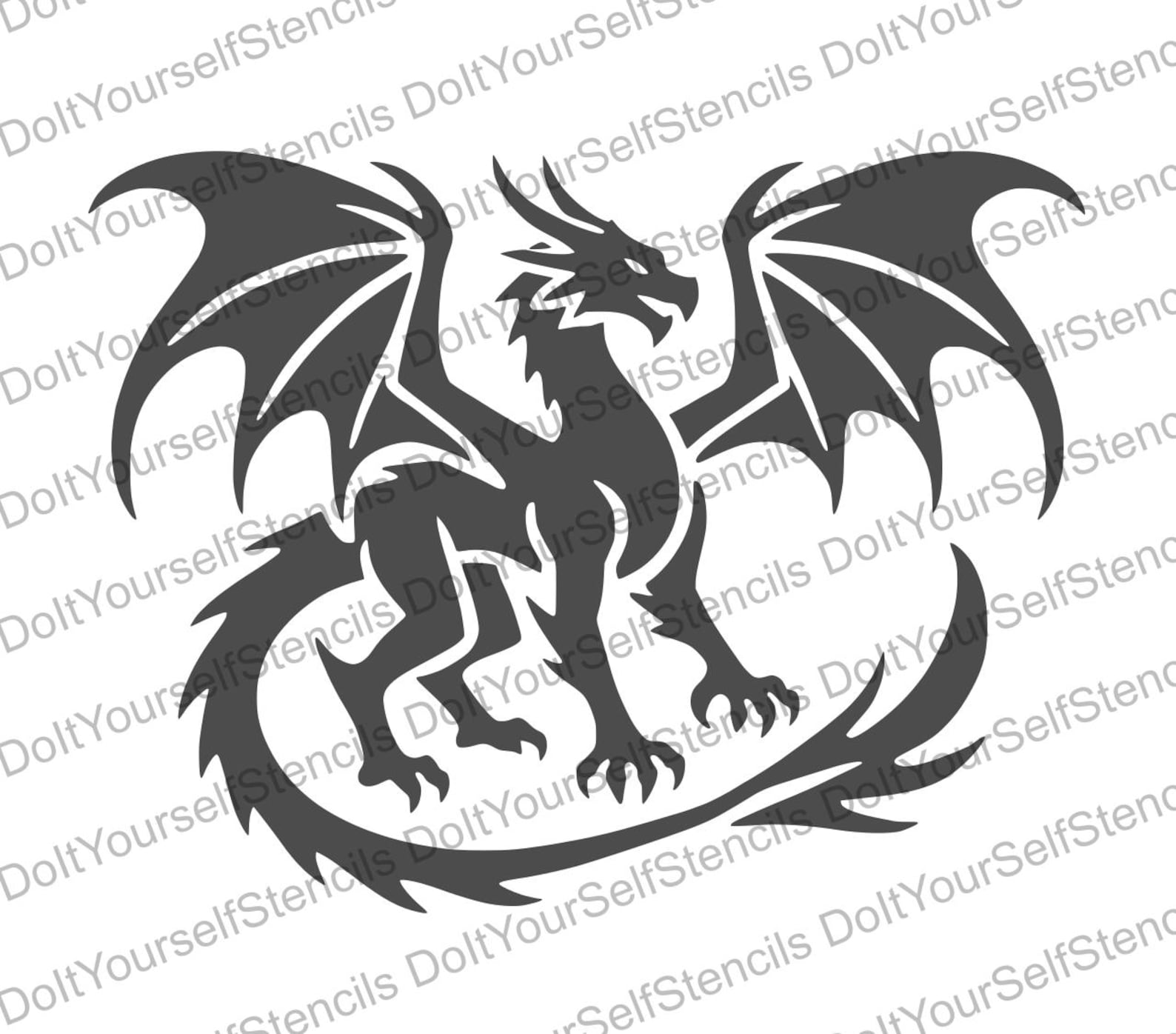 Majestic Dragon Stencil, Fantasy DIY Craft Stencil, Digital Download ...