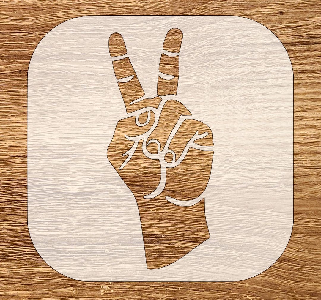 Peace Hand Sign Stencil, Reusable DIY Craft Stencil, Digital Download ...