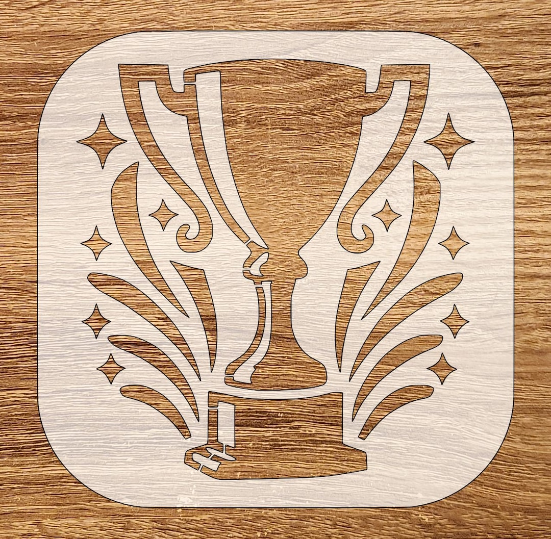 Trophy Stencil, Sports Award Stencil, Champion Cup DIY Craft Stencil ...