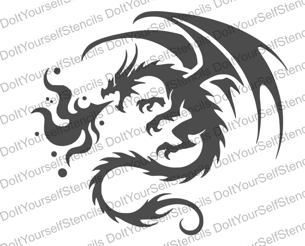 Dragon Stencil, Reusable DIY Craft Stencil, Digital Download, SVG, DXF ...