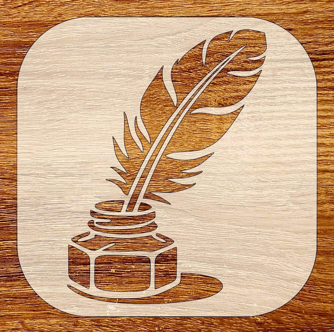 Quill and Inkpot Stencil, Reusable DIY Craft Stencil, Digital Download ...