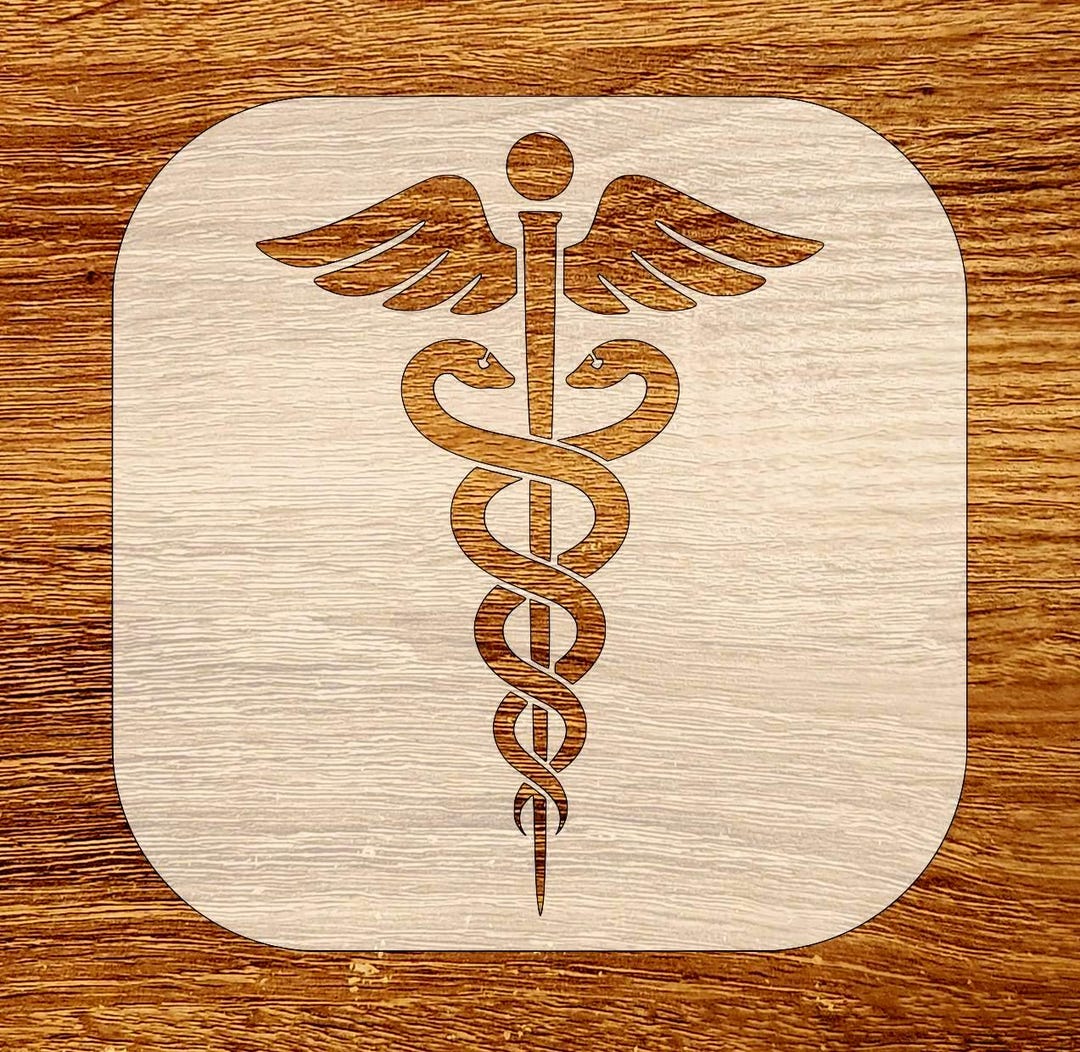 Caduceus Symbol Stencil, Medical Staff Emblem DIY Craft Stencil ...
