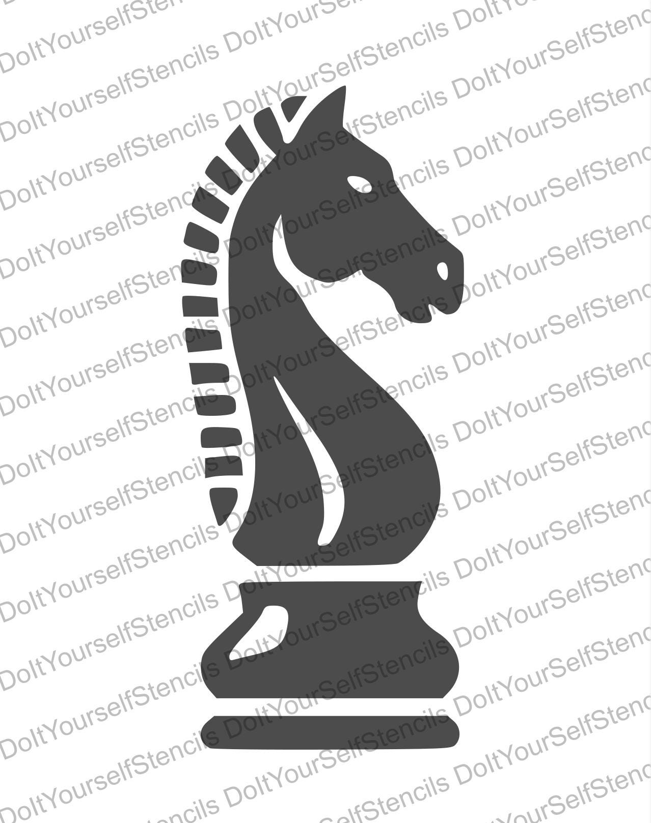 Knight Chess Piece Stencil, Reusable DIY Craft Stencil, Digital ...