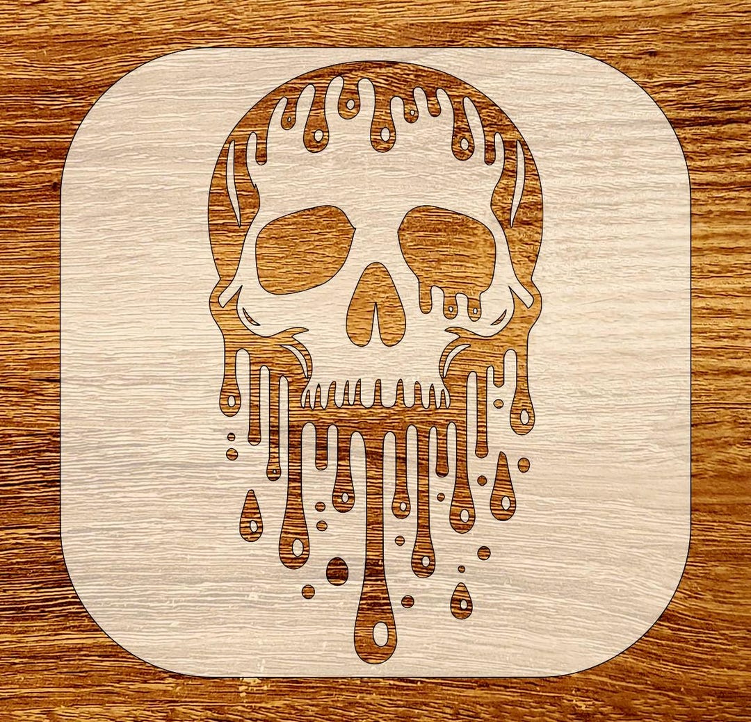 Melting Skull Stencil, Digital Download, SVG, DXF, Stl, Png, Pdf Files ...
