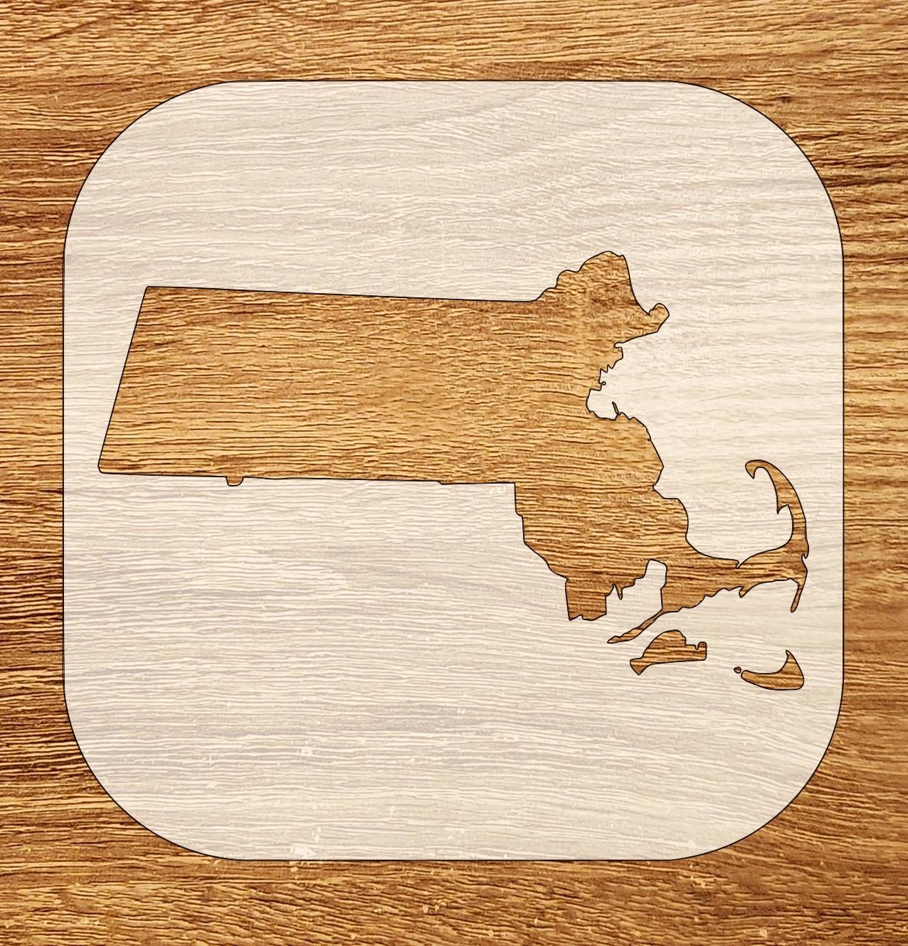 Massachusetts State Silhouette Stencil, Reusable DIY Craft Stencil ...