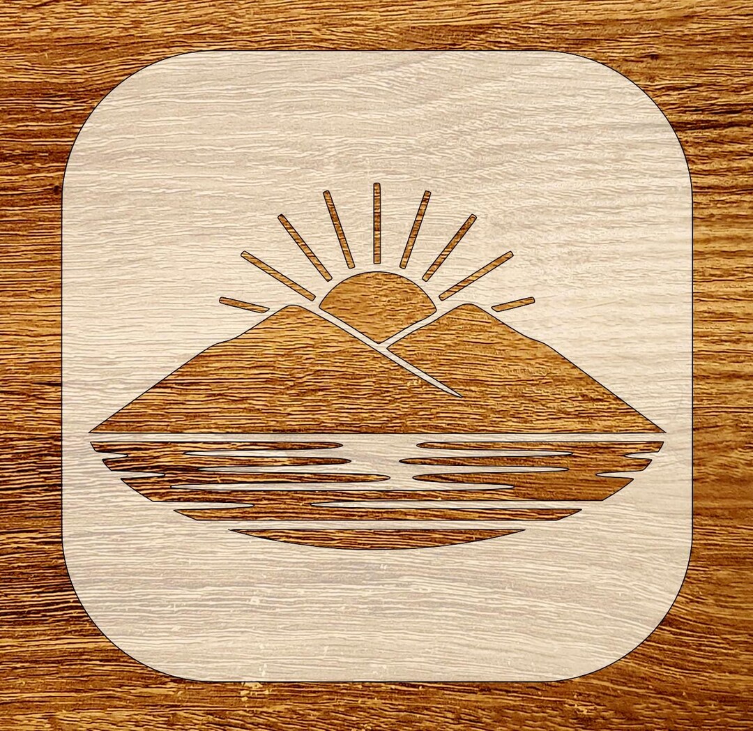 Mountain Sunrise Reflection Stencil, Digital Download, SVG, DXF, Stl ...