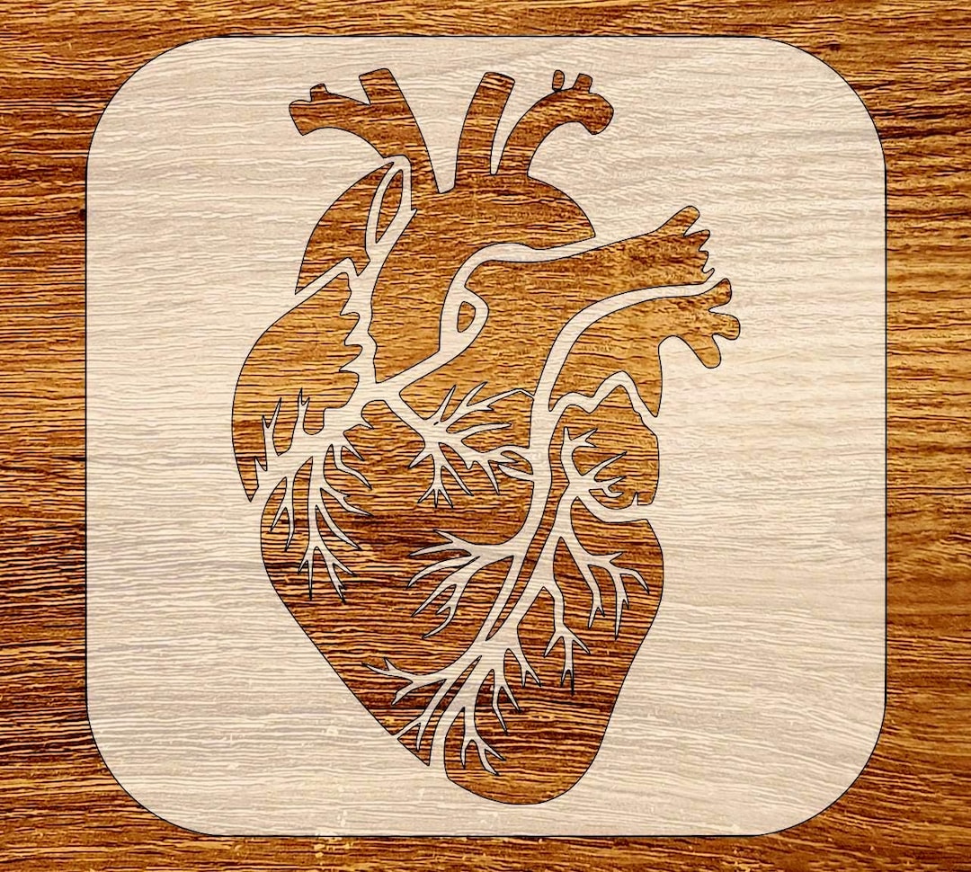 Anatomical Heart Stencil, Reusable DIY Craft Stencil, Digital Download ...