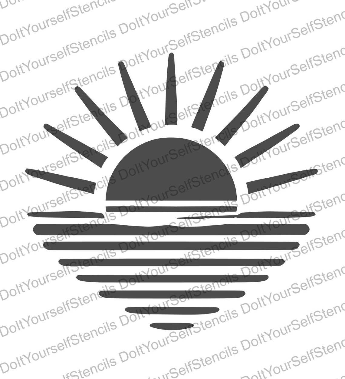 Sunrise Silhouette Stencil, Reusable DIY Craft Stencil, Digital ...